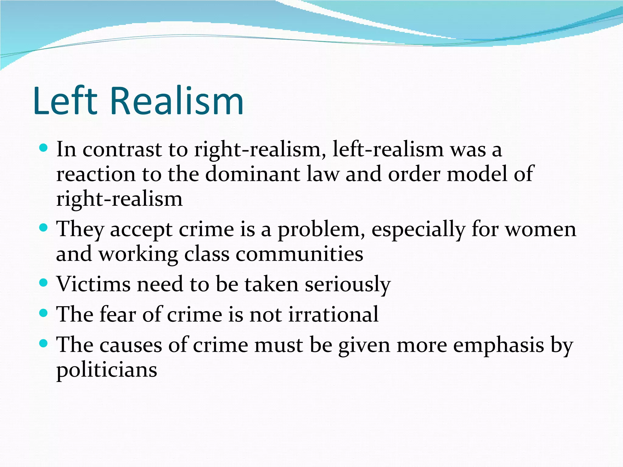 Realist perspectives of crime | PPT