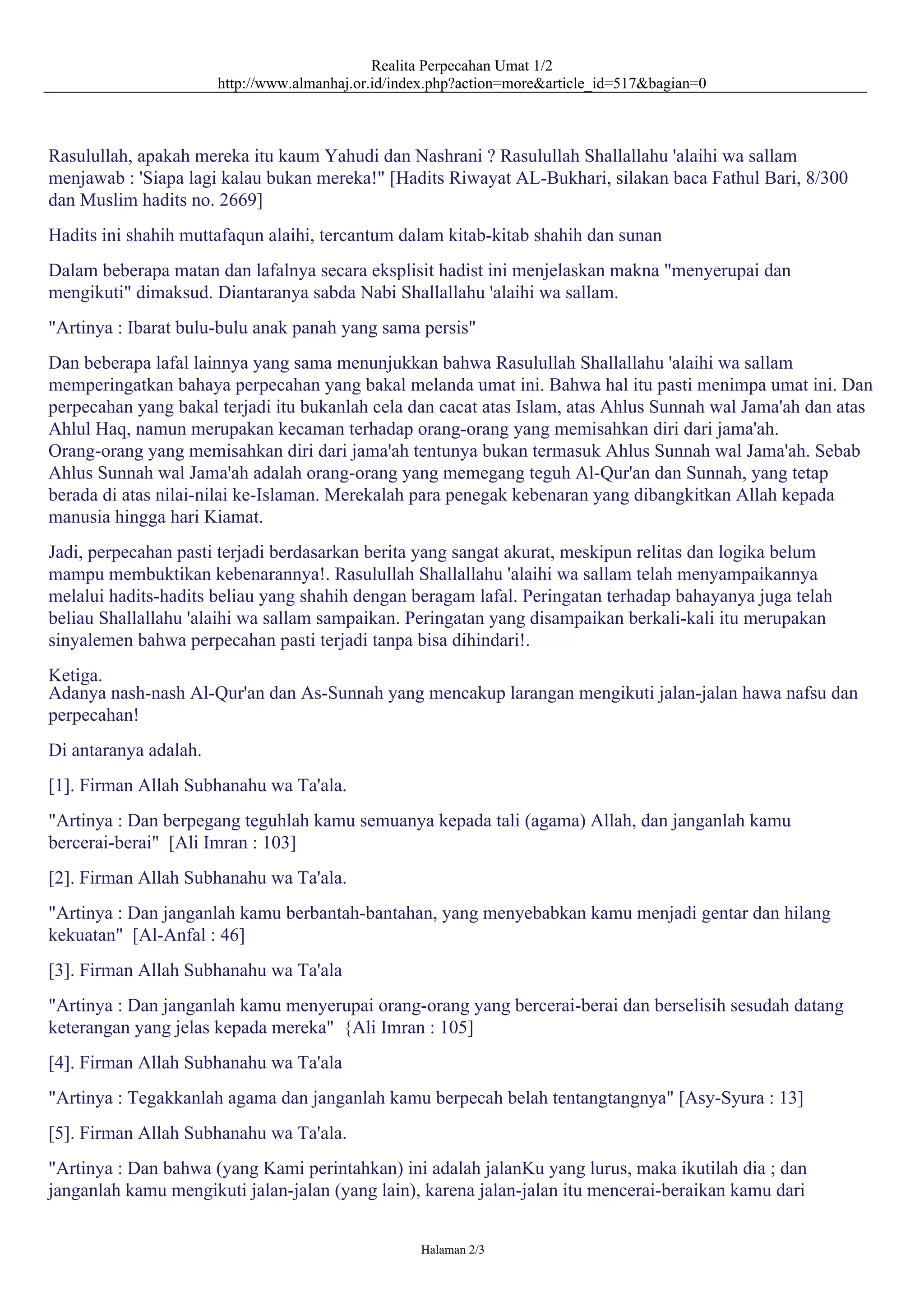 Realita perpecahan-umat-1-2 | PDF