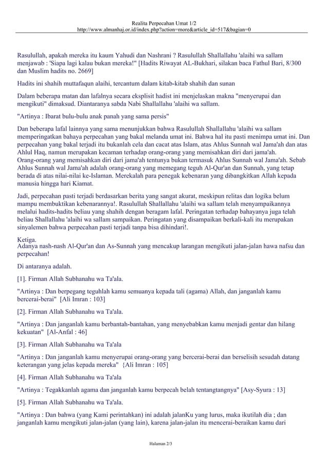 Realita perpecahan-umat-1-2 | PDF | Free Download