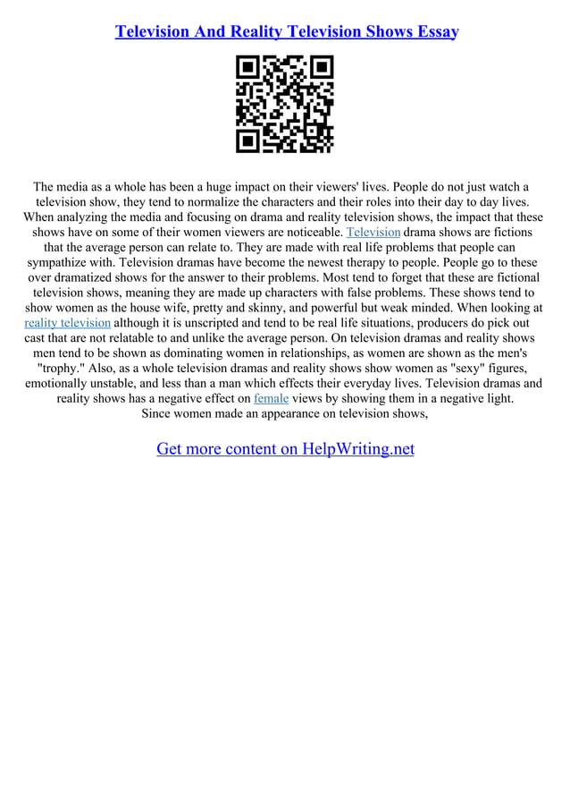 Reality Television Essay | PDF