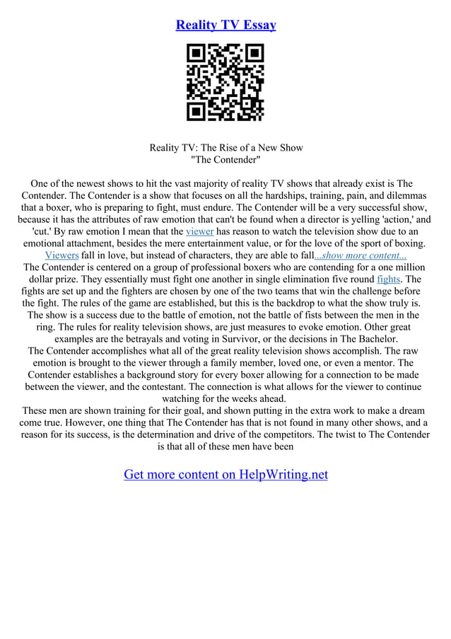 Reality Television Essay | PDF
