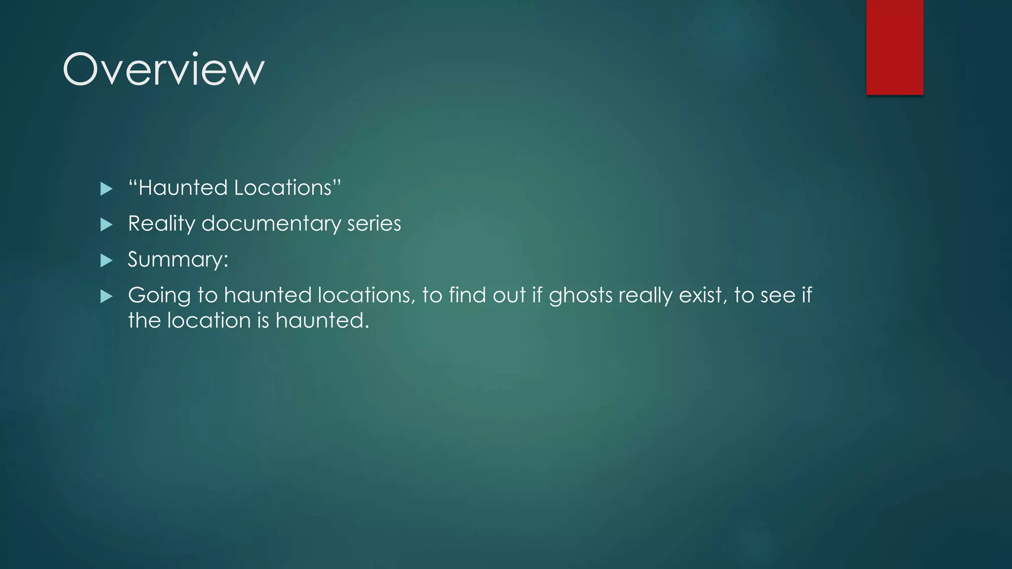 Reality television pitch | PPTX