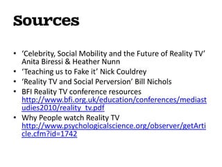 Reality TV | PDF
