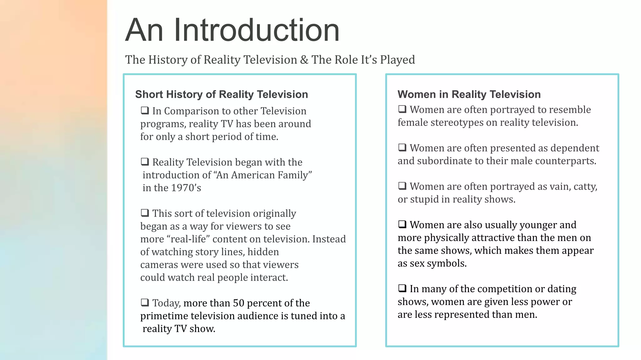 Reality Television & Gender Norms | PPT