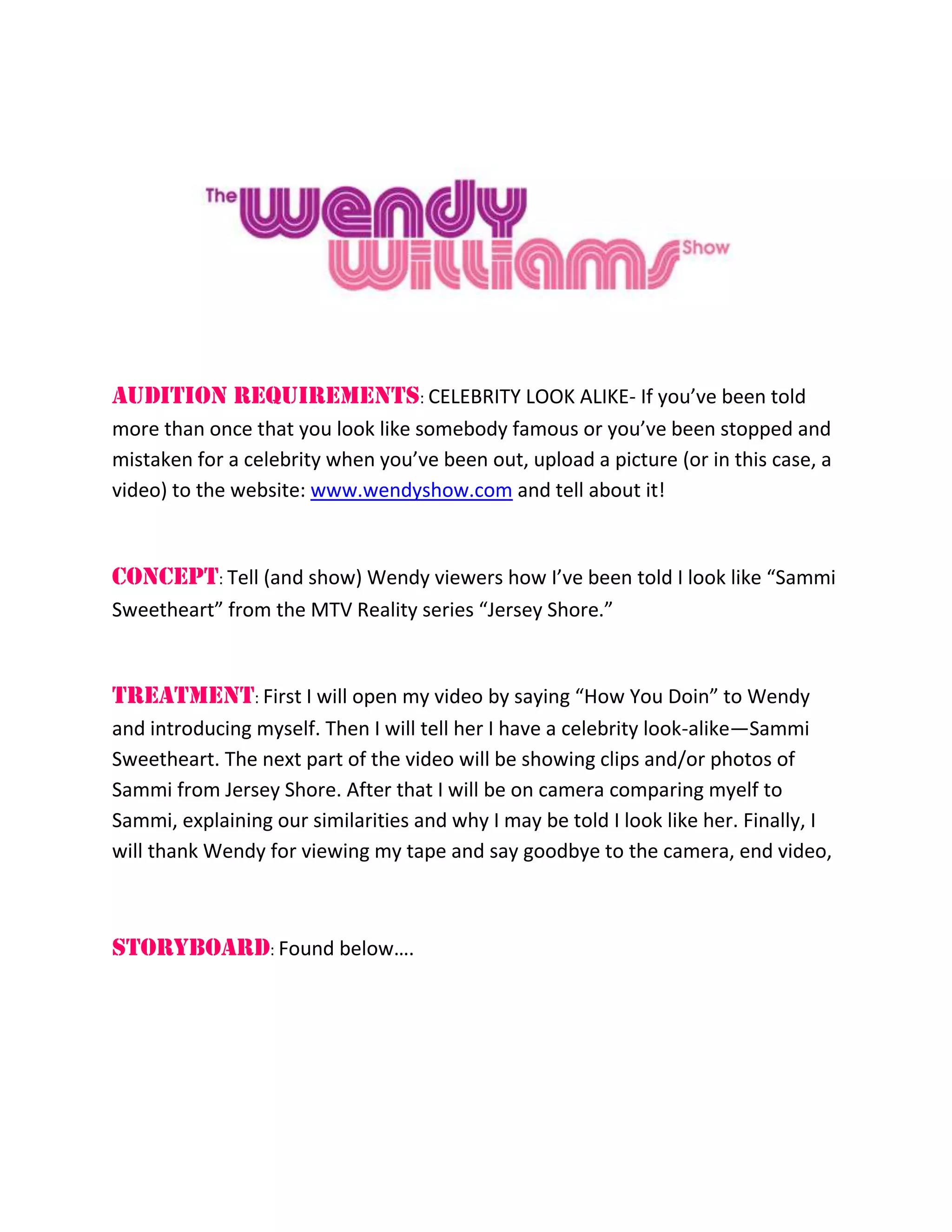 Reality tv audition plan | PDF