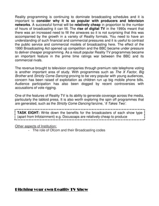 Reality tv revision | PDF