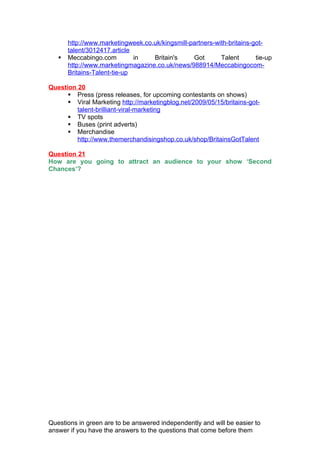 Reality TV revision challenge: answers | DOC