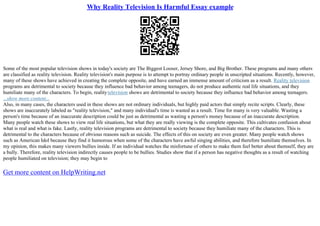 Reality Tv Speech | PPT