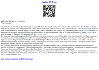 Reality Tv Speech | PPT