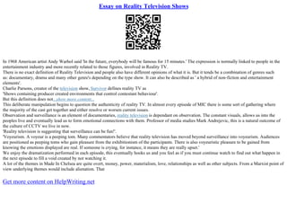 Reality Tv Speech | PPT