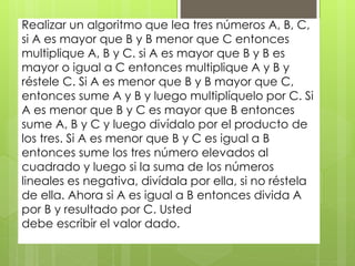 Algoritmo si anidado doble condicion | PPTX