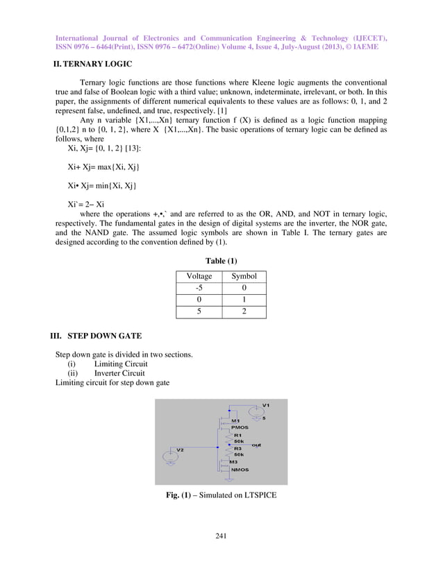 Realization of ternary logic based shift up, shift down using mosfet-2 | PDF