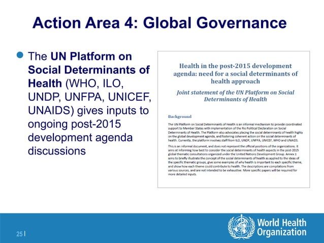Realizing the Rio Political Declaration: Progress in Addressing the ...