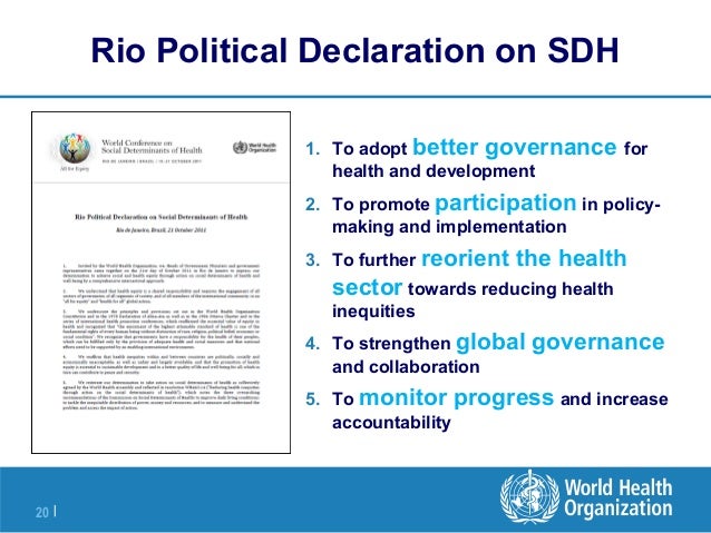 Realizing the Rio Political Declaration: Progress in Addressing the S…