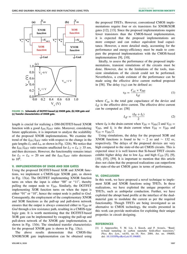 Realizing Xor And Xnor Functions Using Tunnel Field Effect Transistors Pdf