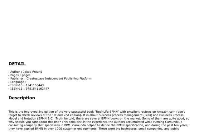 Real-Life Bpmn: With Introductions to Cmmn and Dmn | PDF