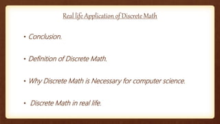 Real life application of discrete math | PPTX