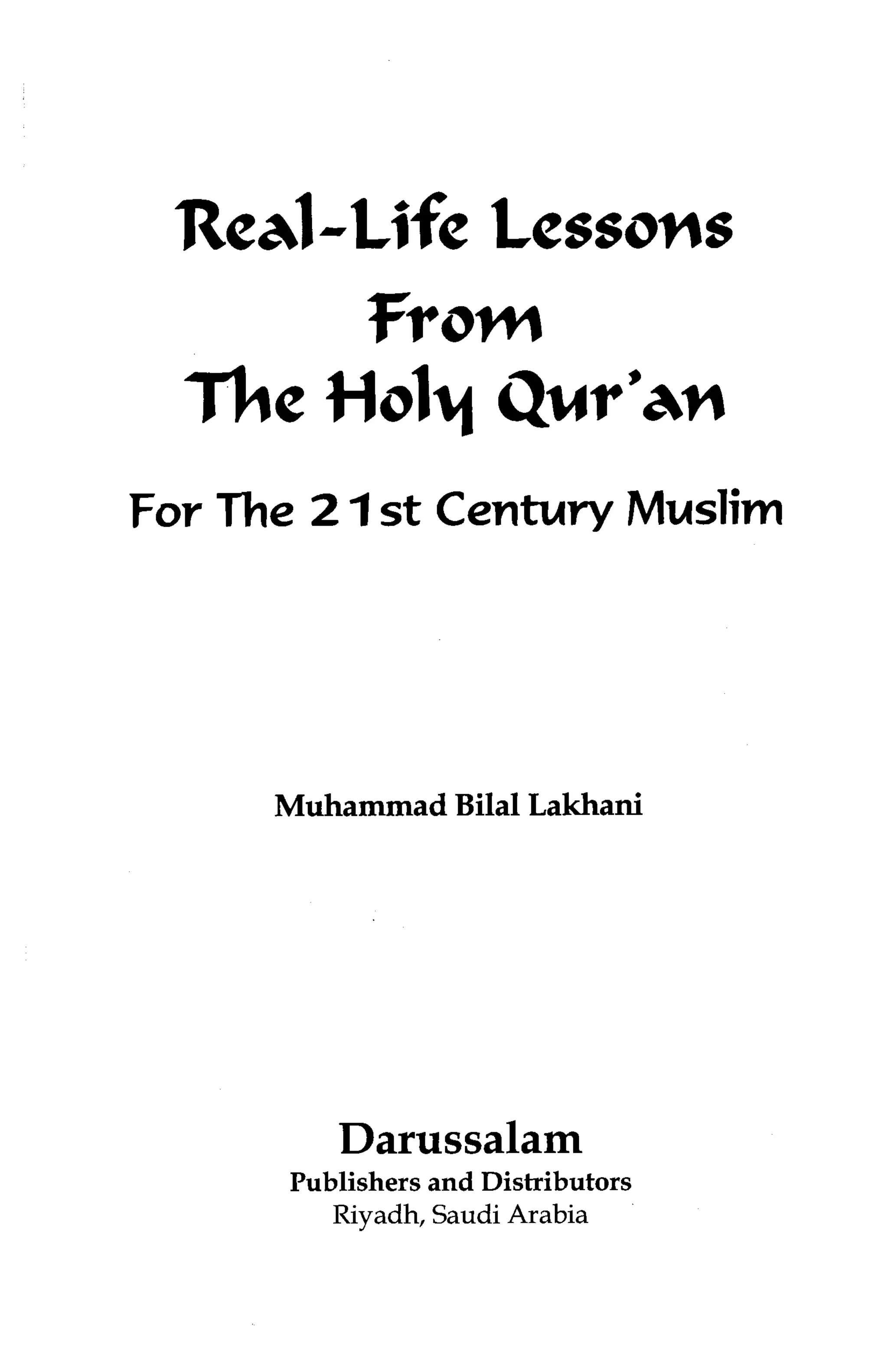 Real Life Lessons from the Holy Quran | PDF