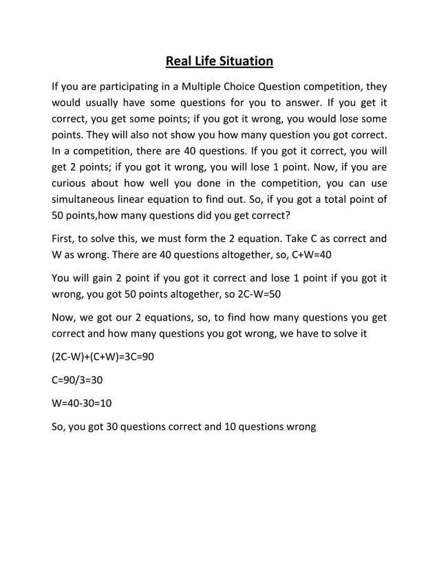 Secondary 2 Mathematics-Simultaneous Linear Equation in 2 Unknowns Real ...