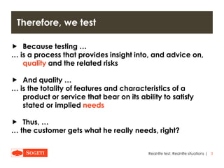 Real life test; real life situations | PPTX | Computer Software and ...