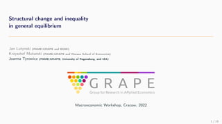 Structural change and inequality in general equilibrium | PPT