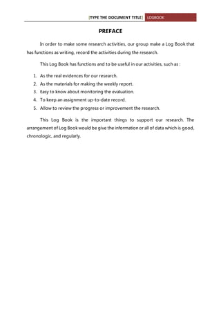 Real logbook group 5 operational management | DOCX | Careers