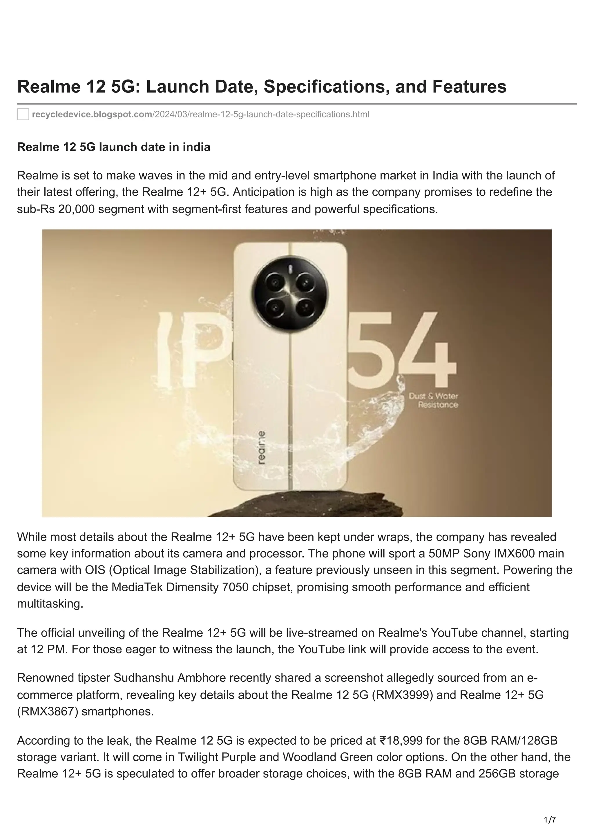 Realme 12 5G Launch Date, Specifications, and Features.pdf