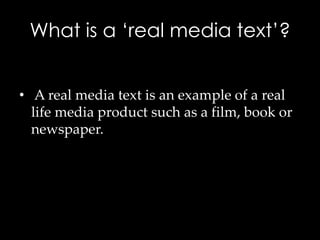 Real media text investigation | PPTX | Horror | Genres