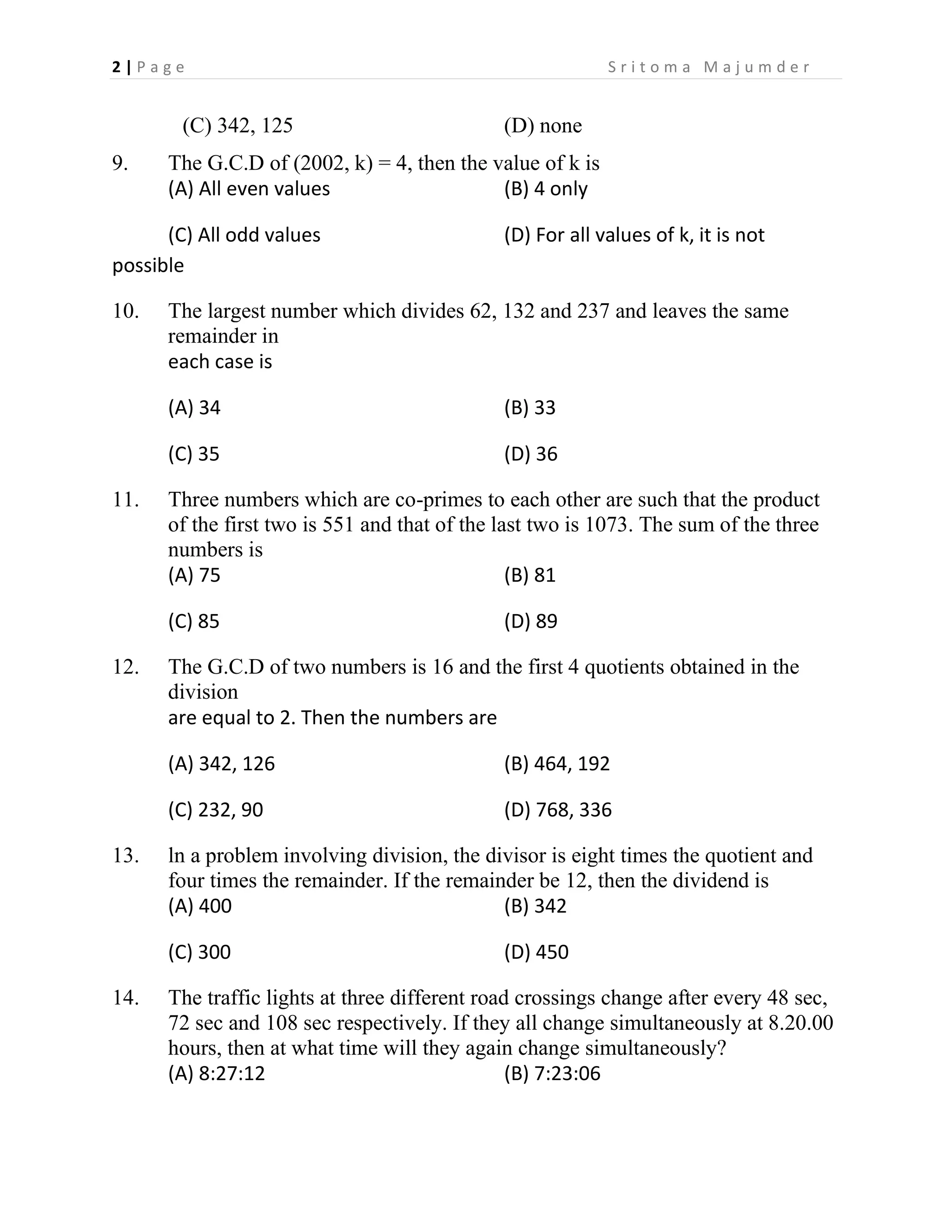 CBSE - Grade 10 - Mathematics - Real Numbers - Multiple Choice ...
