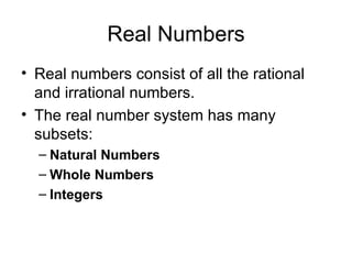 Realnumbersystemnotes | PPT