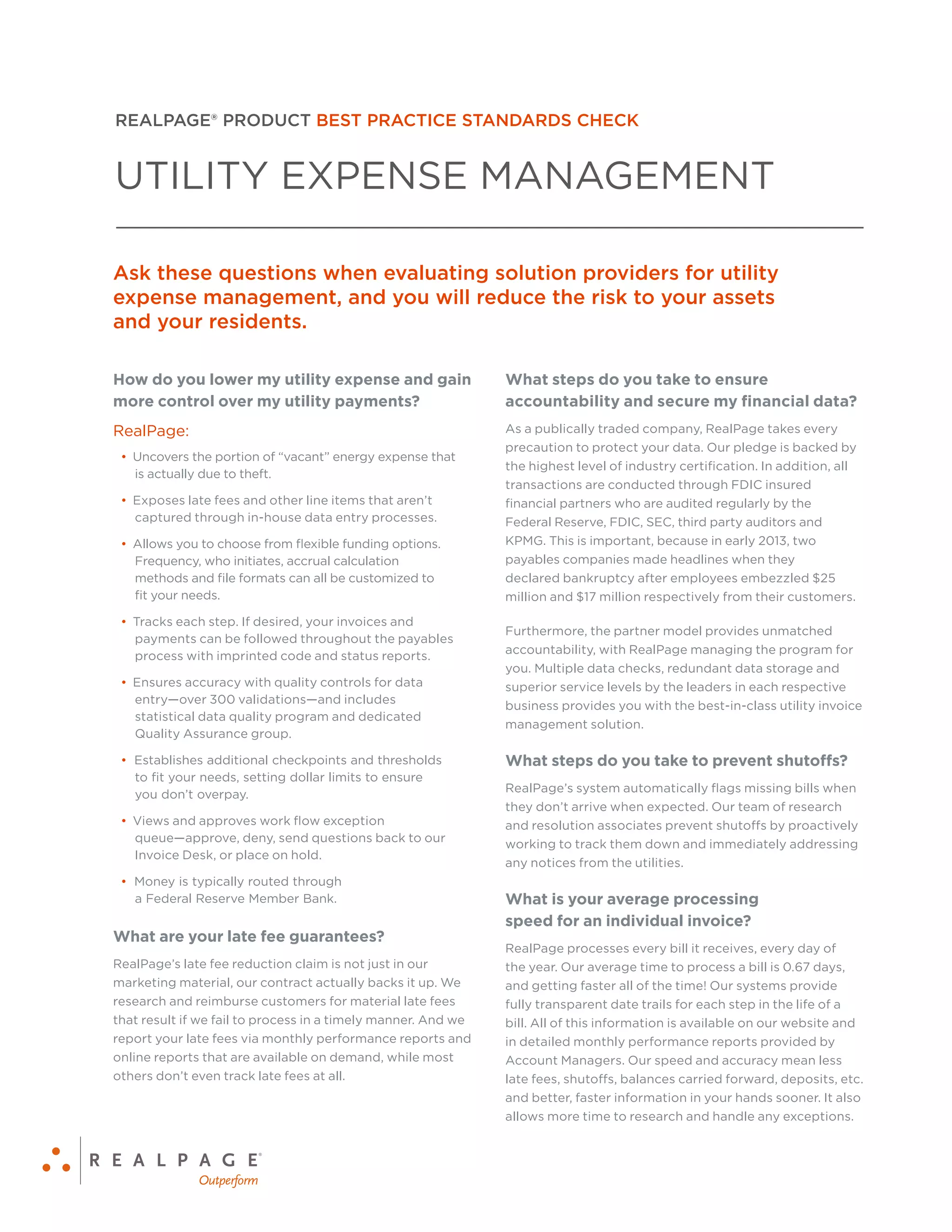 Real page utility billing expense management | PDF