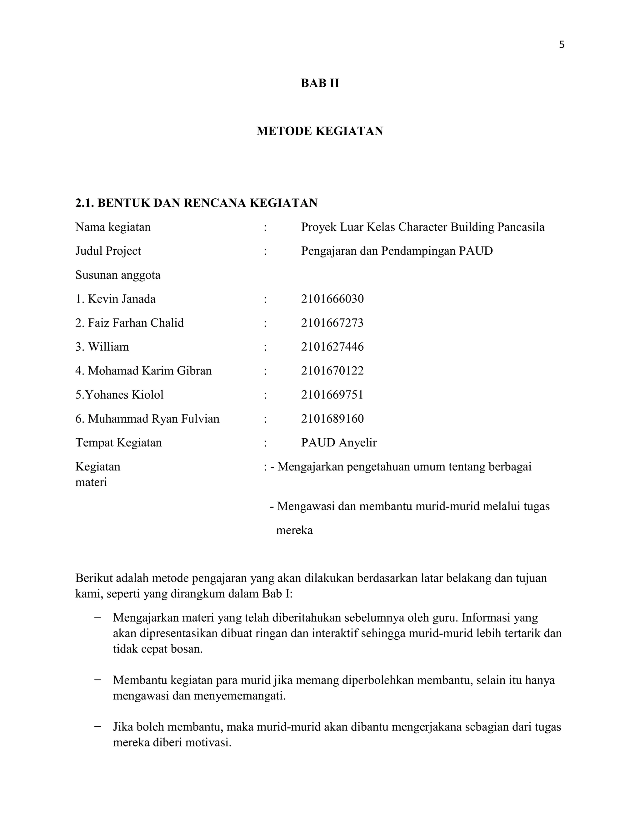 Real proposal kegiatan character building | PDF