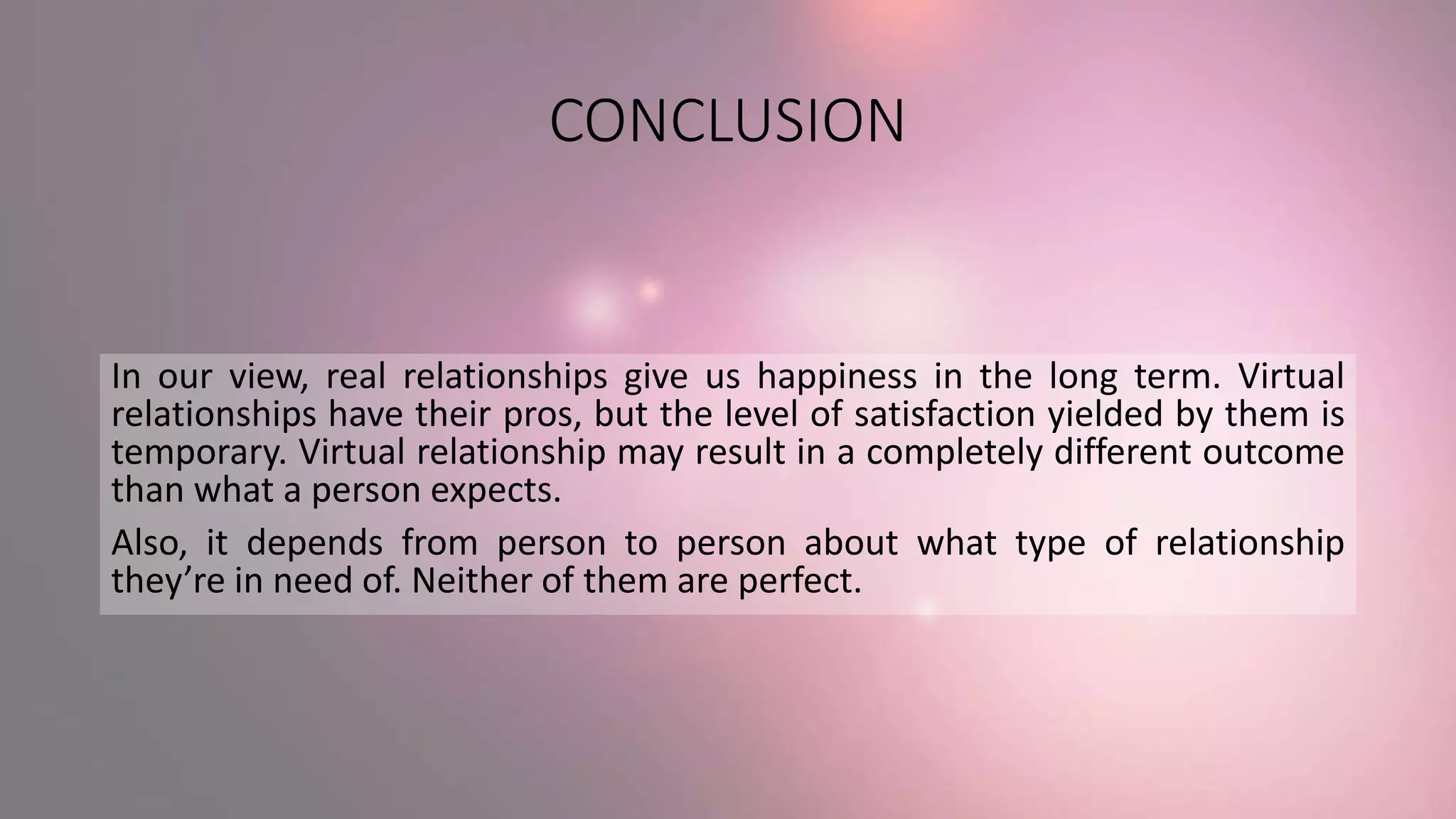 Real relationships vs virtual relationships | PPTX