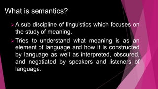 Semantics [Report in Language Study] | PPTX