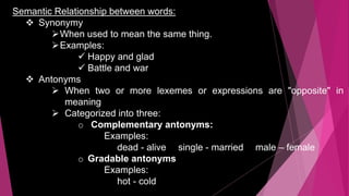 Semantics [Report in Language Study] | PPTX