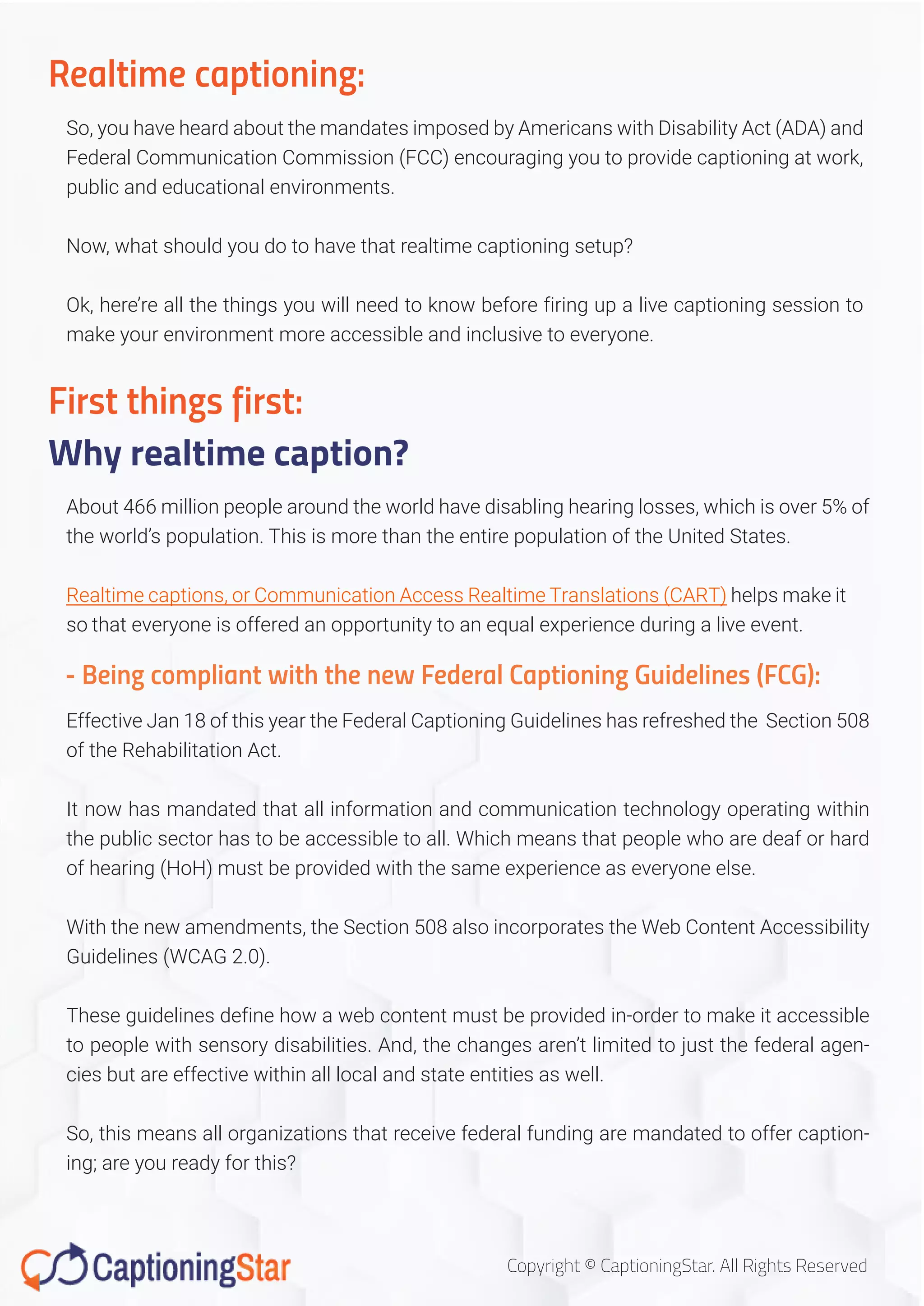 Realtime captioning checklist | PDF