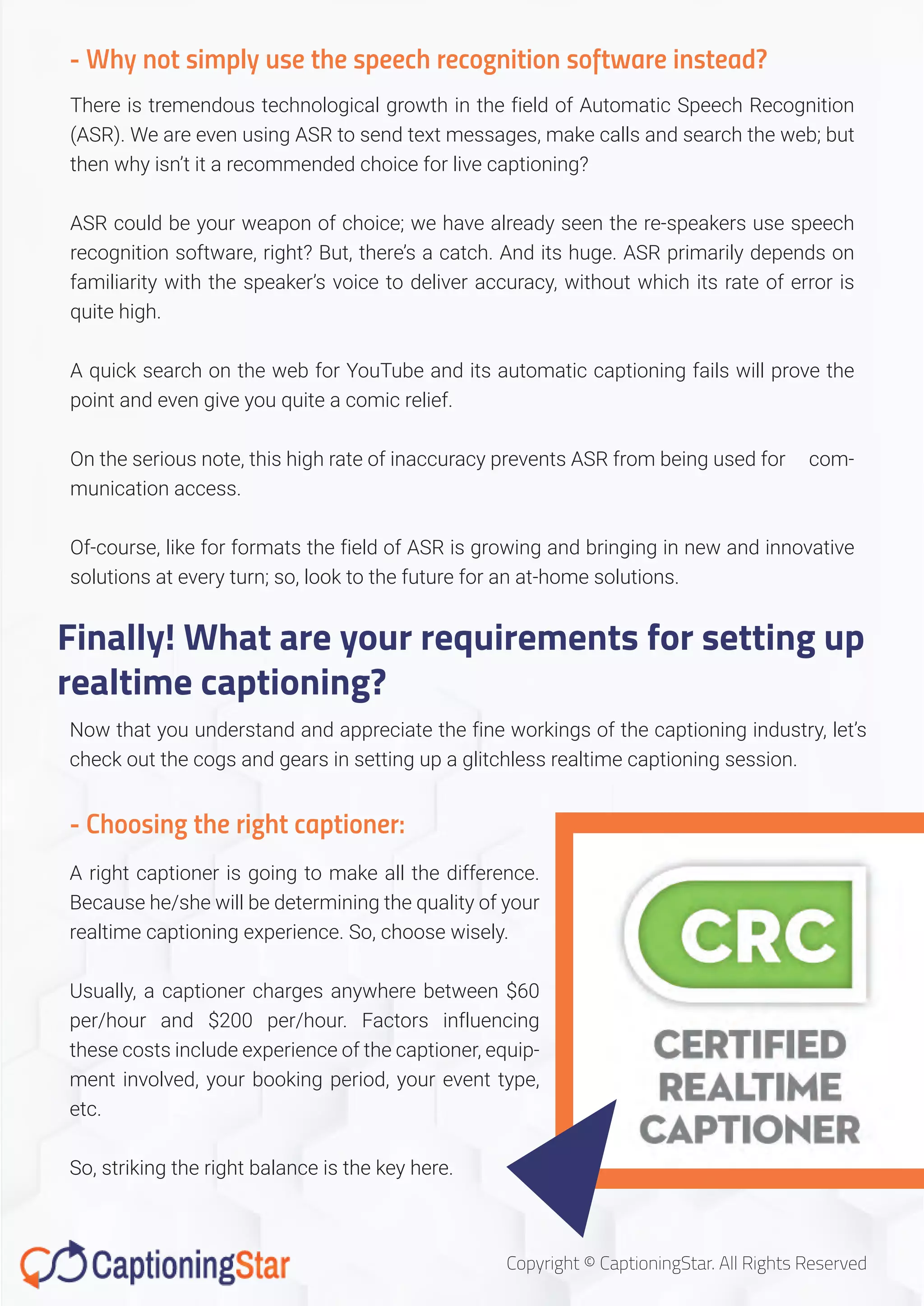 Realtime captioning checklist | PDF