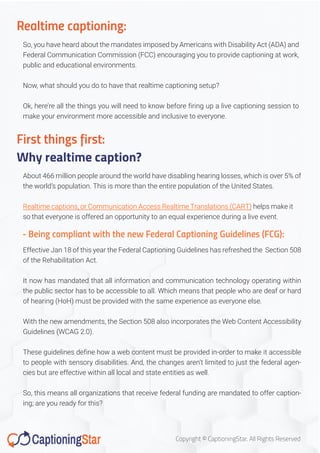 Realtime captioning checklist | PDF | Digital Audio | Computer Software ...
