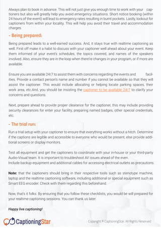 Realtime captioning checklist | PDF | Digital Audio | Computer Software ...