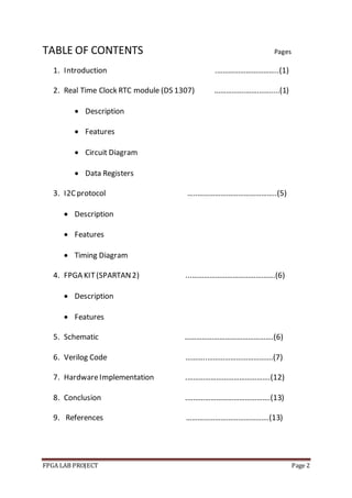 Real Time Clock Interfacing with FPGA | DOCX