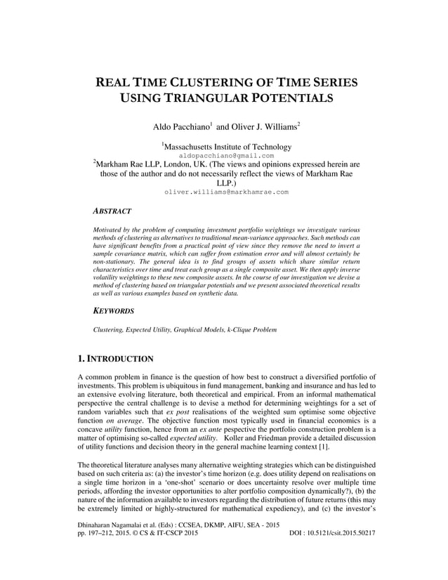 Real time clustering of time series | PDF