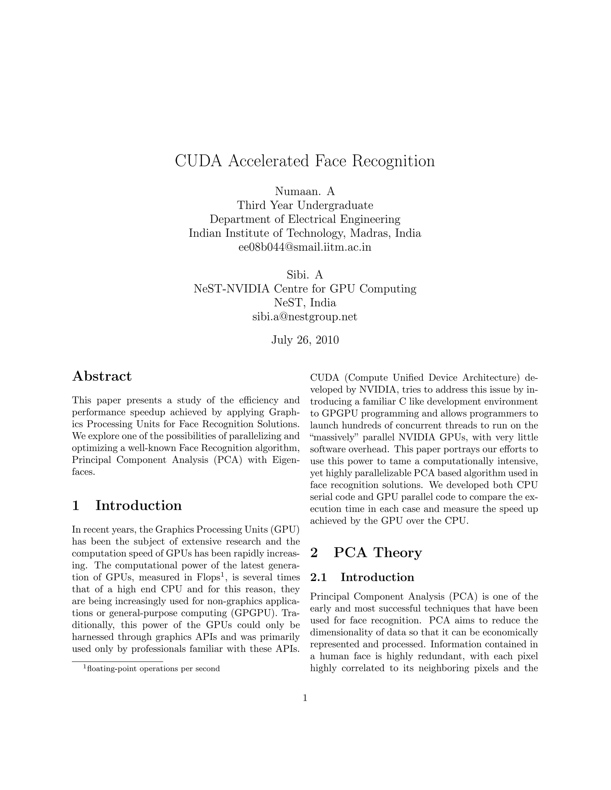 CUDA Accelerated Face Recognition | PDF