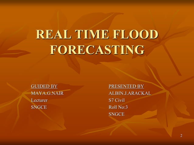 Real Time Flood Forecasting.ppt | Geography | Science