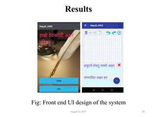 Real time handwritten devanagari character recognition | PPTX | Computing | Technology & Computing