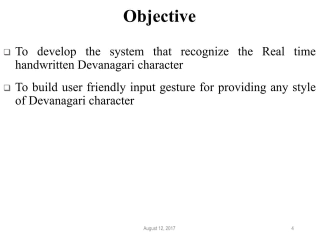 Real time handwritten devanagari character recognition | PPT