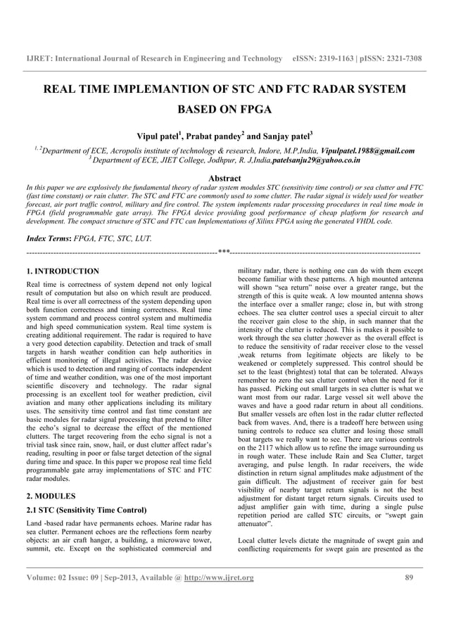 Real time implemantion of stc and ftc radar system | PDF | Computing | Technology & Computing
