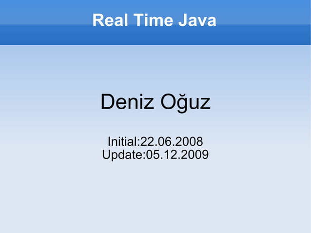Introduction to Real Time Java | PPT
