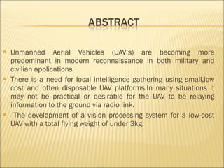 Realtime object detection for unmanned aerial veichele based | PPT