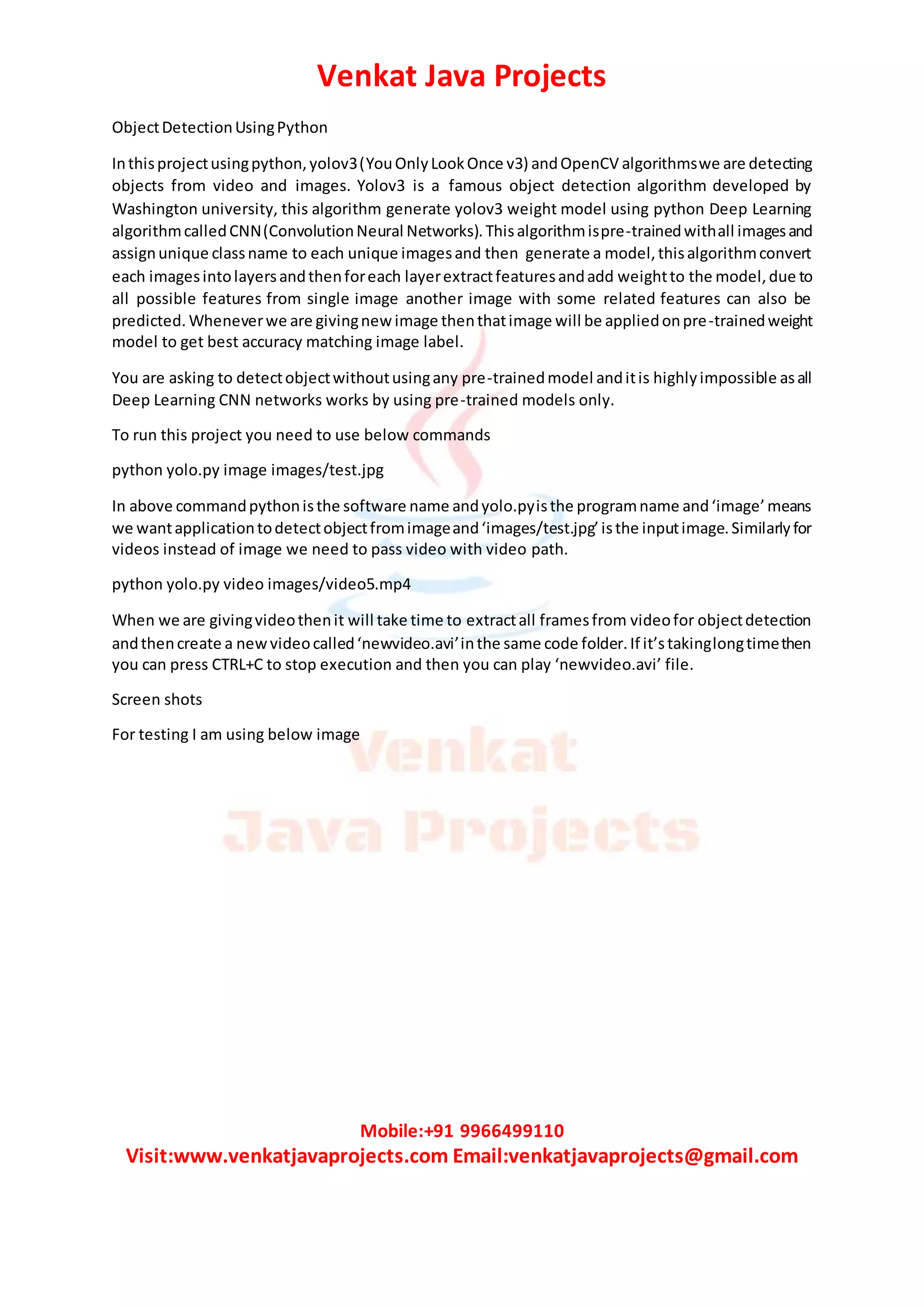 Real Time Object Detection Using Yolo Aligorithm Docx Artificial