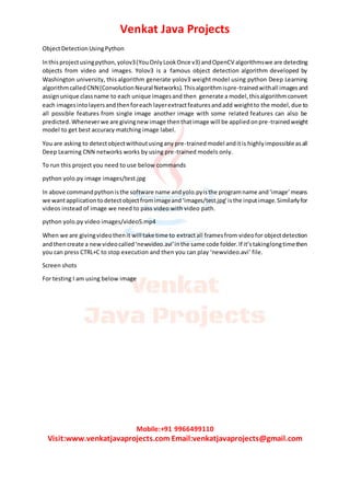 Real time object detection using yolo aligorithm | DOCX | Artificial ...